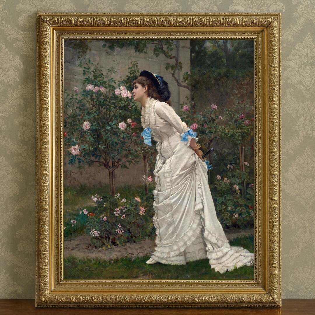 Antique Lady and Roses Painting - Vintage Victorian Art Print (digital ...