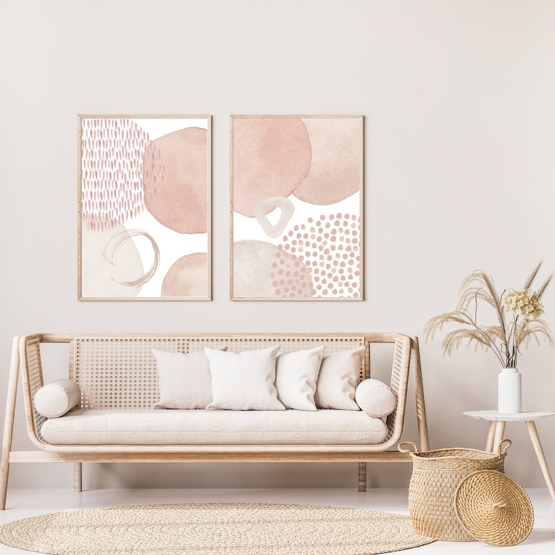 Pink Boho Wall Art - Etsy