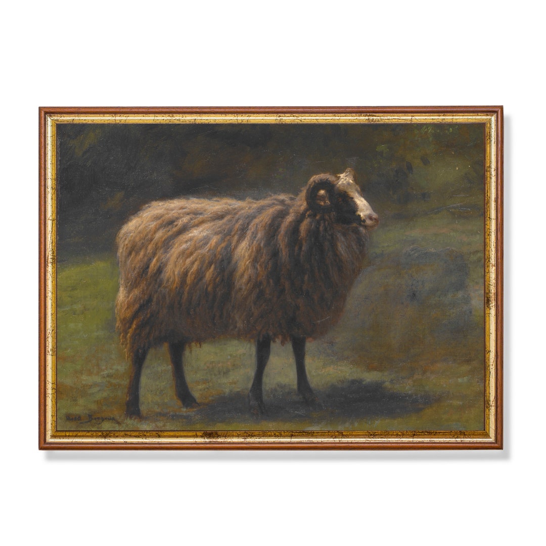 Vintage Sheep Painting: Moody Farmhouse Animal Art Print - Etsy