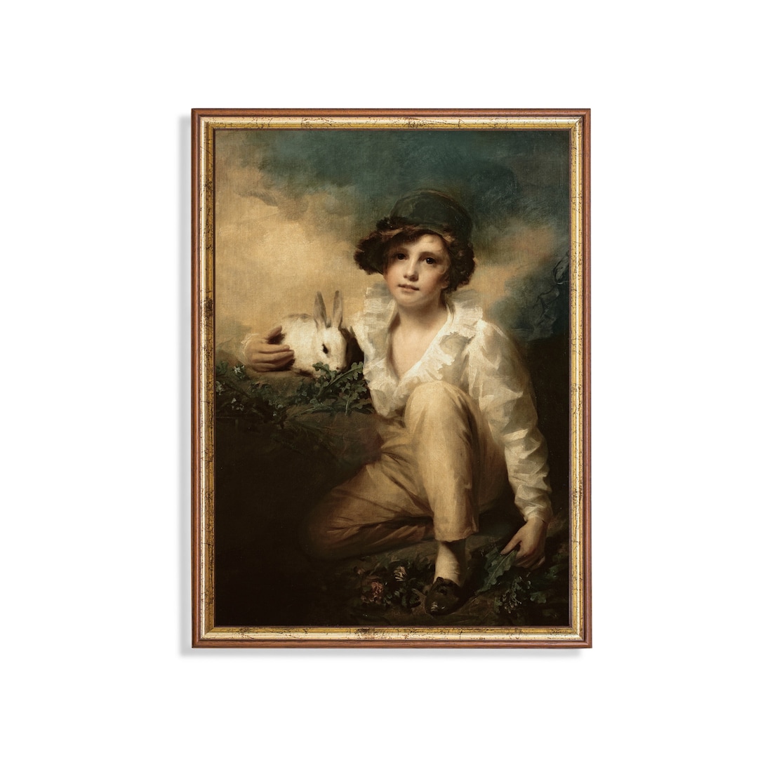 Printed and Shipped | Boy With Rabbit | Vintage Young Boy Portrait ...