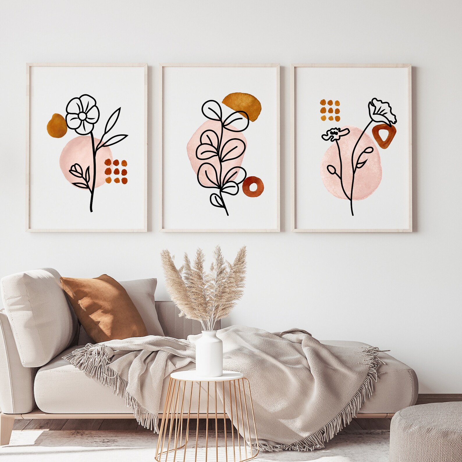 Bohemian Wall Art Set Of 3 Abstract Wall Art Boho Botanical | Etsy Bohemian Wall Art Set Of 3 Abstract Wall Art Boho Botanical | Etsy