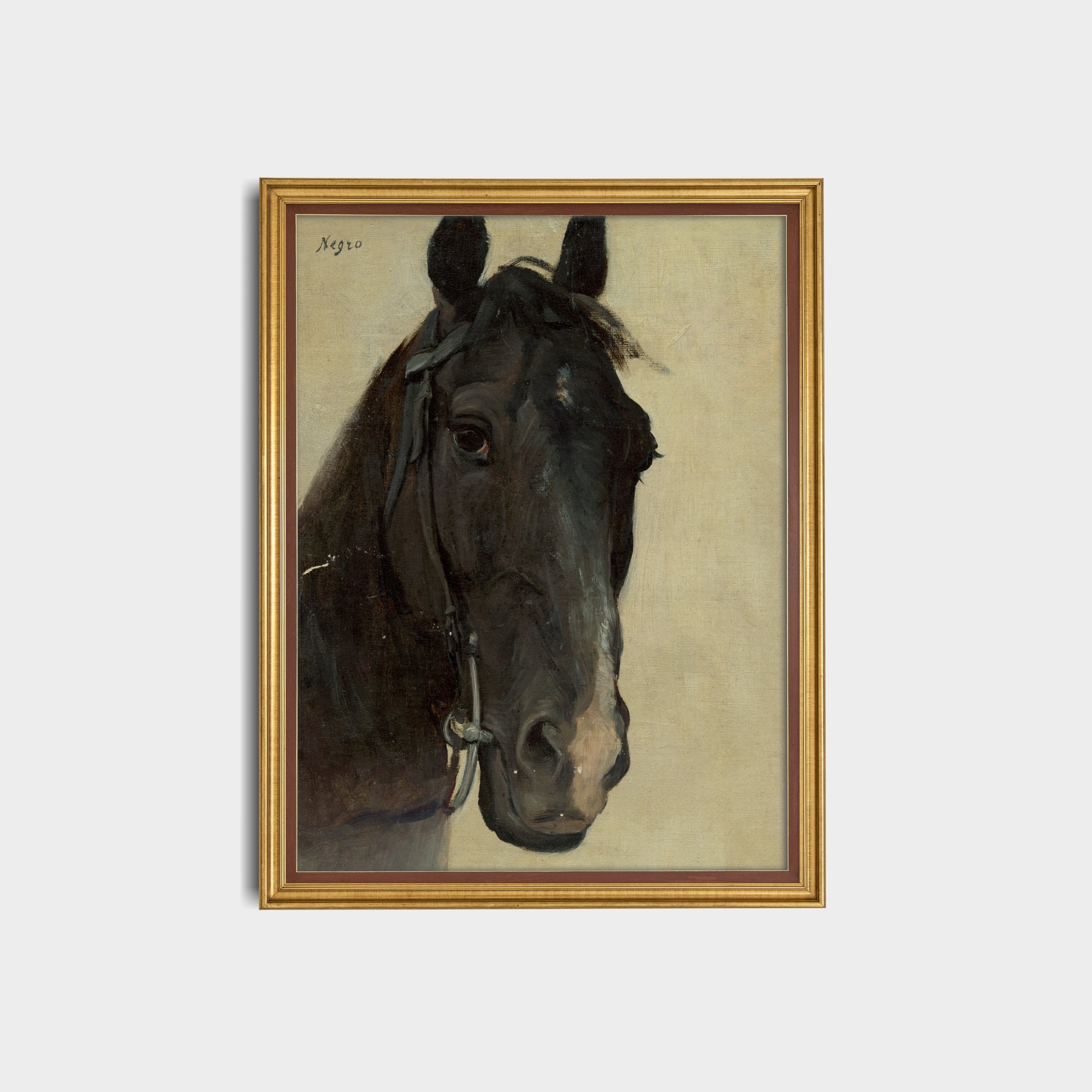 Vintage Horse Portrait Antique Equestrian Painting Digital - Etsy
