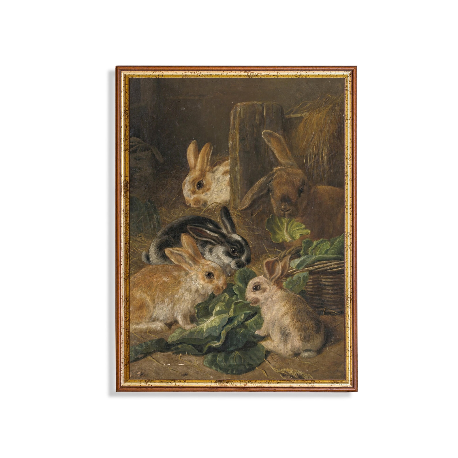 Vintage Rabbit Painting Antique Bunnies Print Digital | Etsy