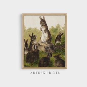 Print and Ship | Vintage Rabbit Painting | Antique Bunnies Print ...