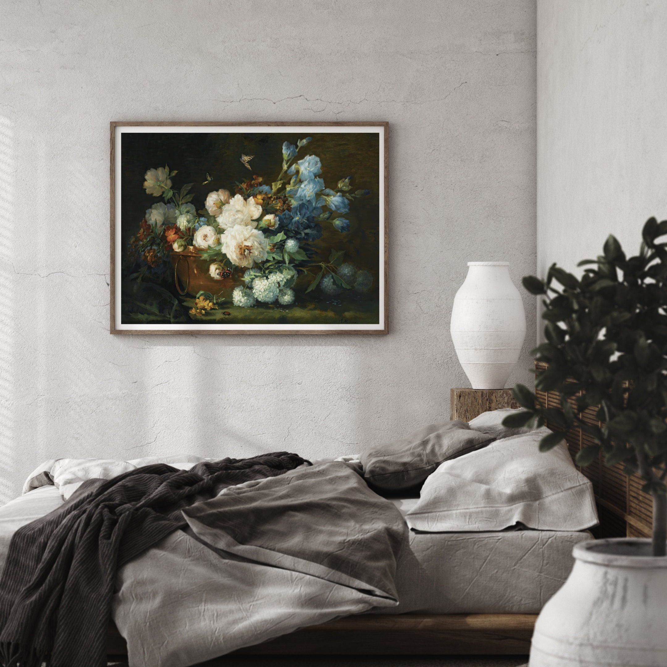 Still Life With Flower Vintage Rustic Oil Painting Print - Etsy