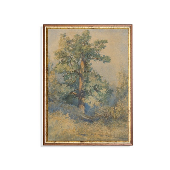 Vintage Forest Painting Antique Trees Print Digital - Etsy