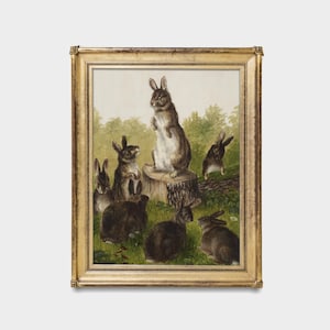Vintage Gallery Wall | Set of 5 Prints | Antique Rabbit Painting ...