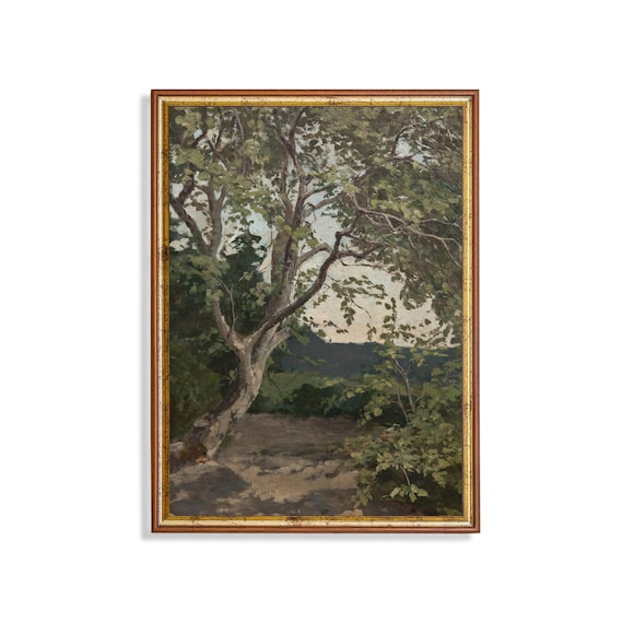 Vintage Landscape Painting Antique Tree Print Digital | Etsy