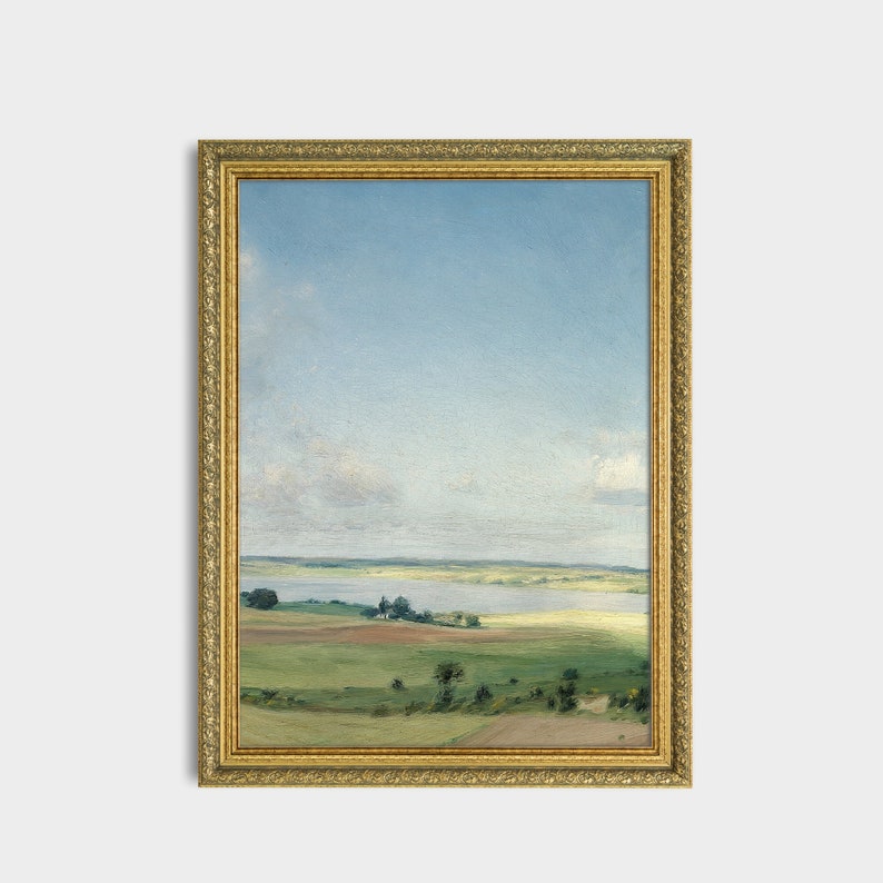 Hilly Vertical Landscape Antique Rustic Sky Painting - Etsy