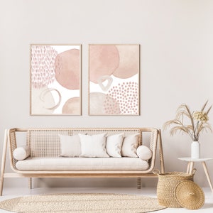 Set of 2 Neutral Prints Boho Wall Art Printable Poster Blush Pink ...