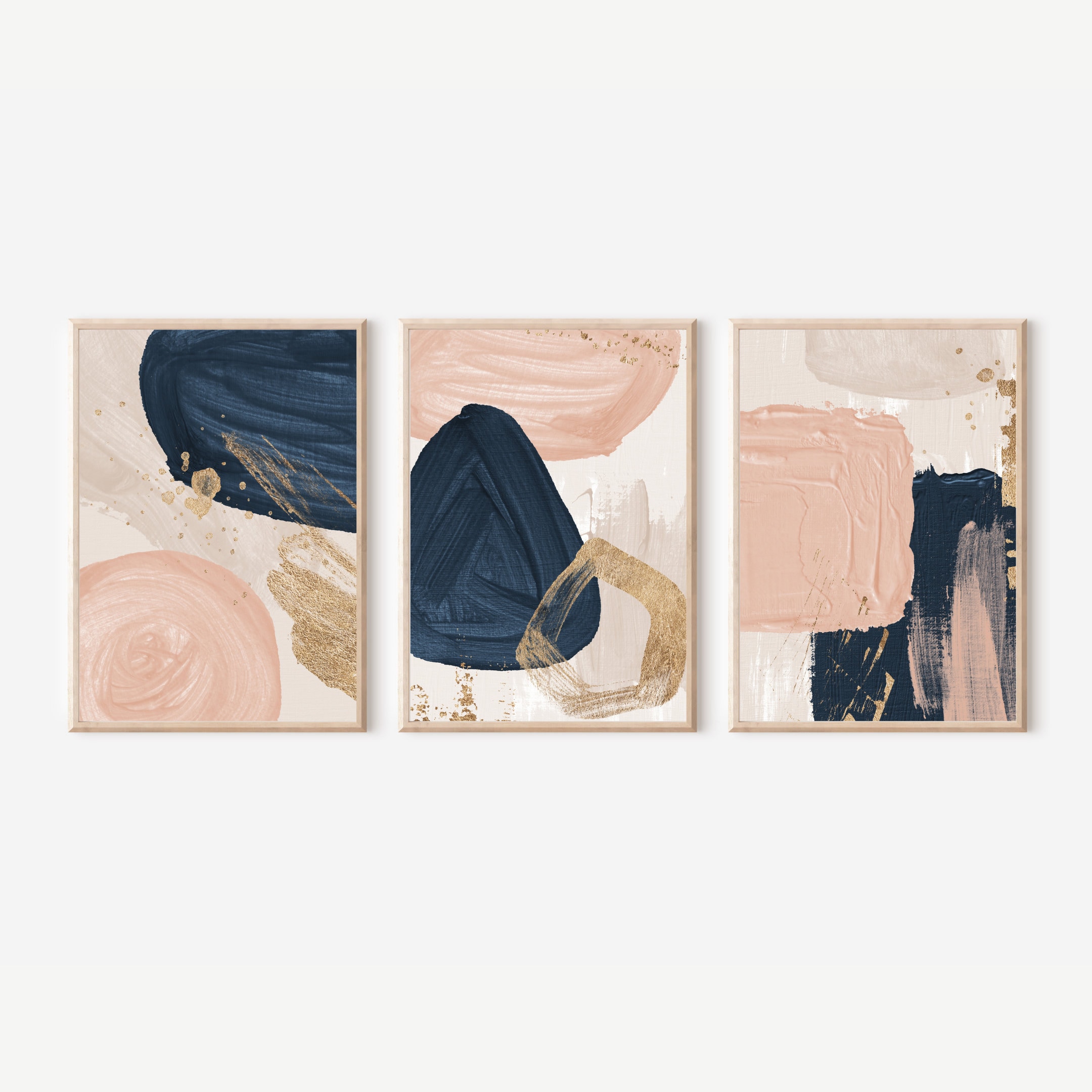 Blush Pink Wall Art Navy Blue Printable Poster Abstract Prints - Etsy ...