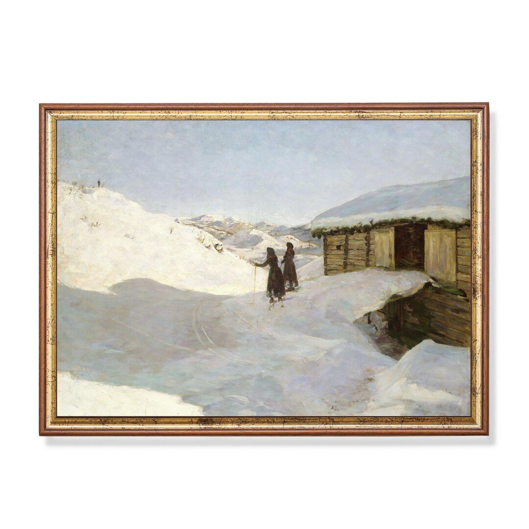 Printed and Shipped | Vintage Snow Landscape Art | Antique Winter Scene ...