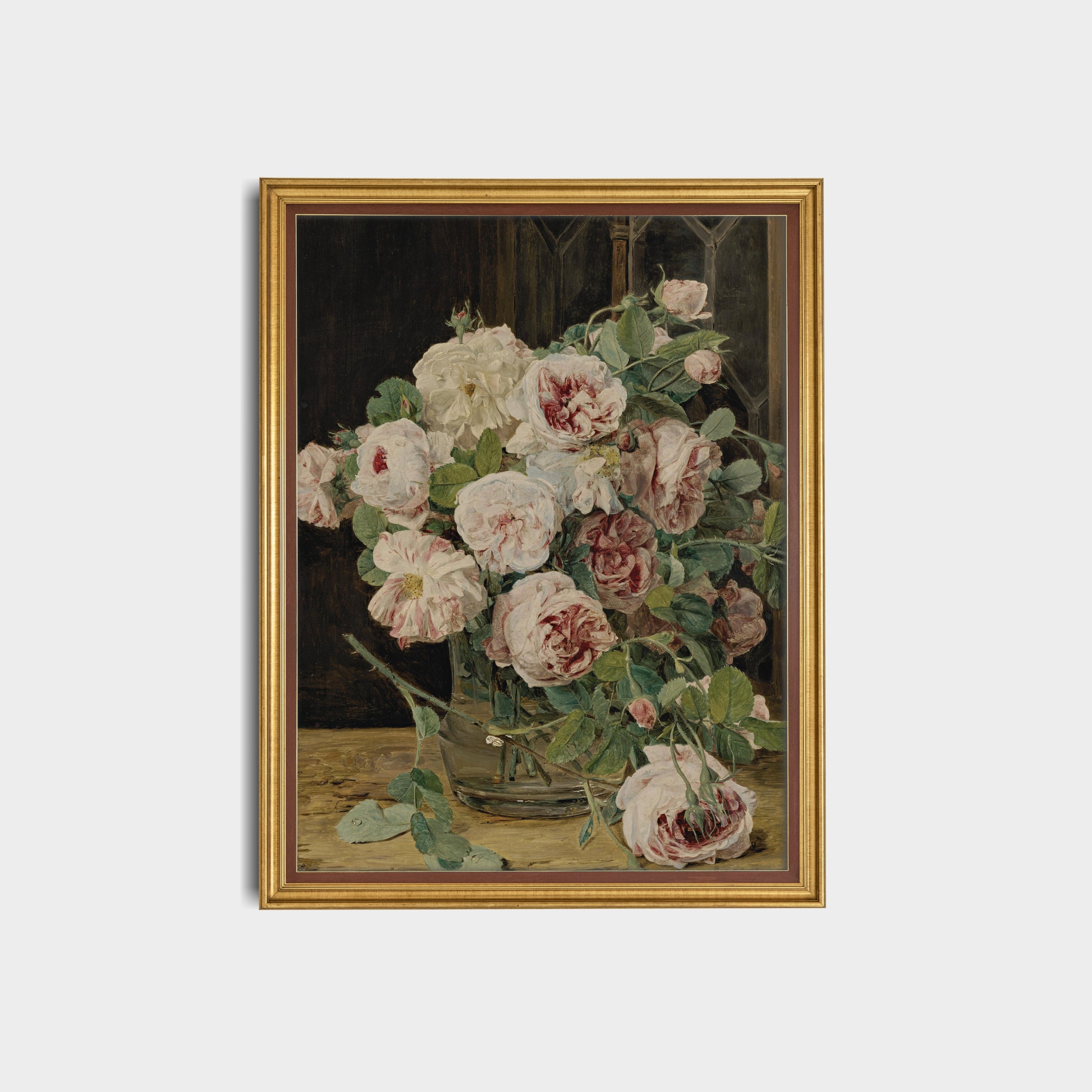 Vintage Still Life With Roses Antique Floral Painting - Etsy