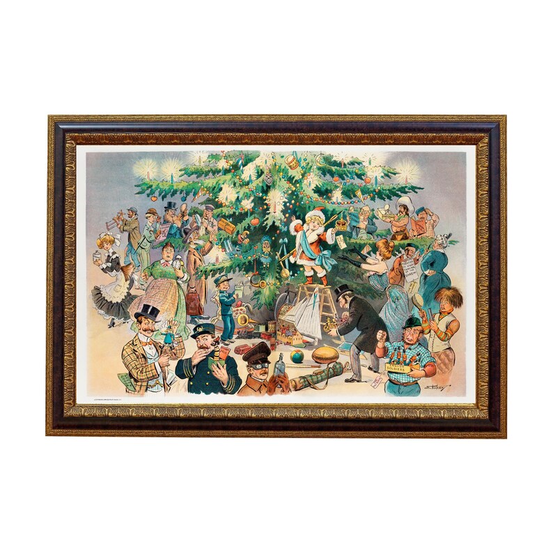 Vintage Victorian Christmas Tree Illustration Print – Festive Holiday ...