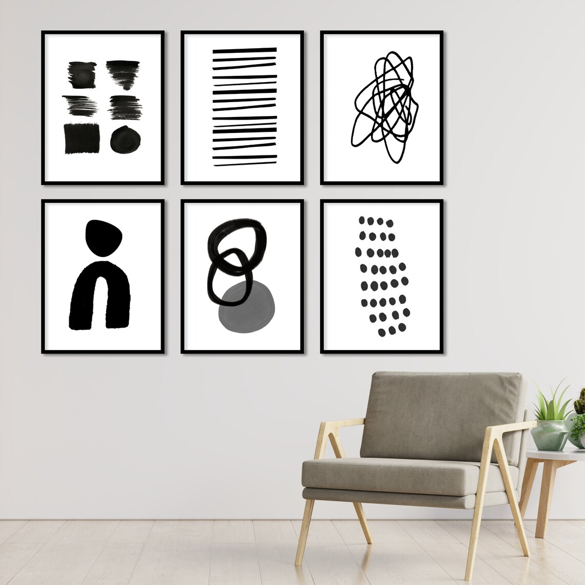 Gallery Wall Set Set Of 6 Prints Abstract Artwork Contemporary | Etsy