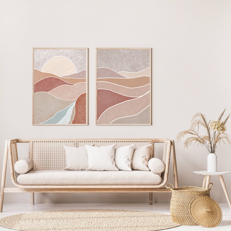 Wall Prints Set of 2 Boho Modern Instant Download Set of Two Prints ...