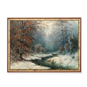 Vintage Winter Landscape | Antique Snowy Landscape | Rustic Winter ...