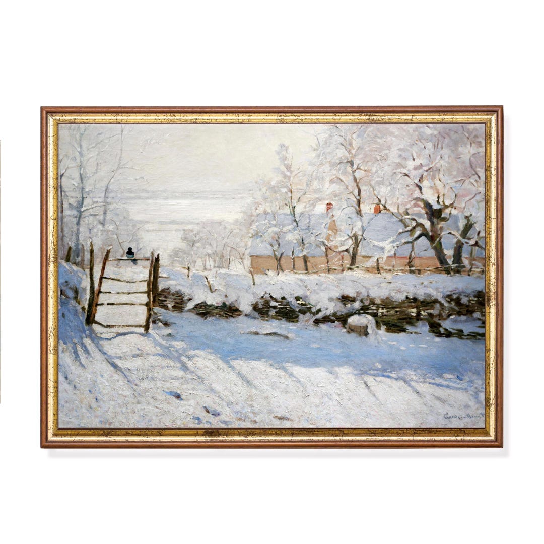 Claude Monet Winter Landscape Art Print | Snow-covered Village (digital ...