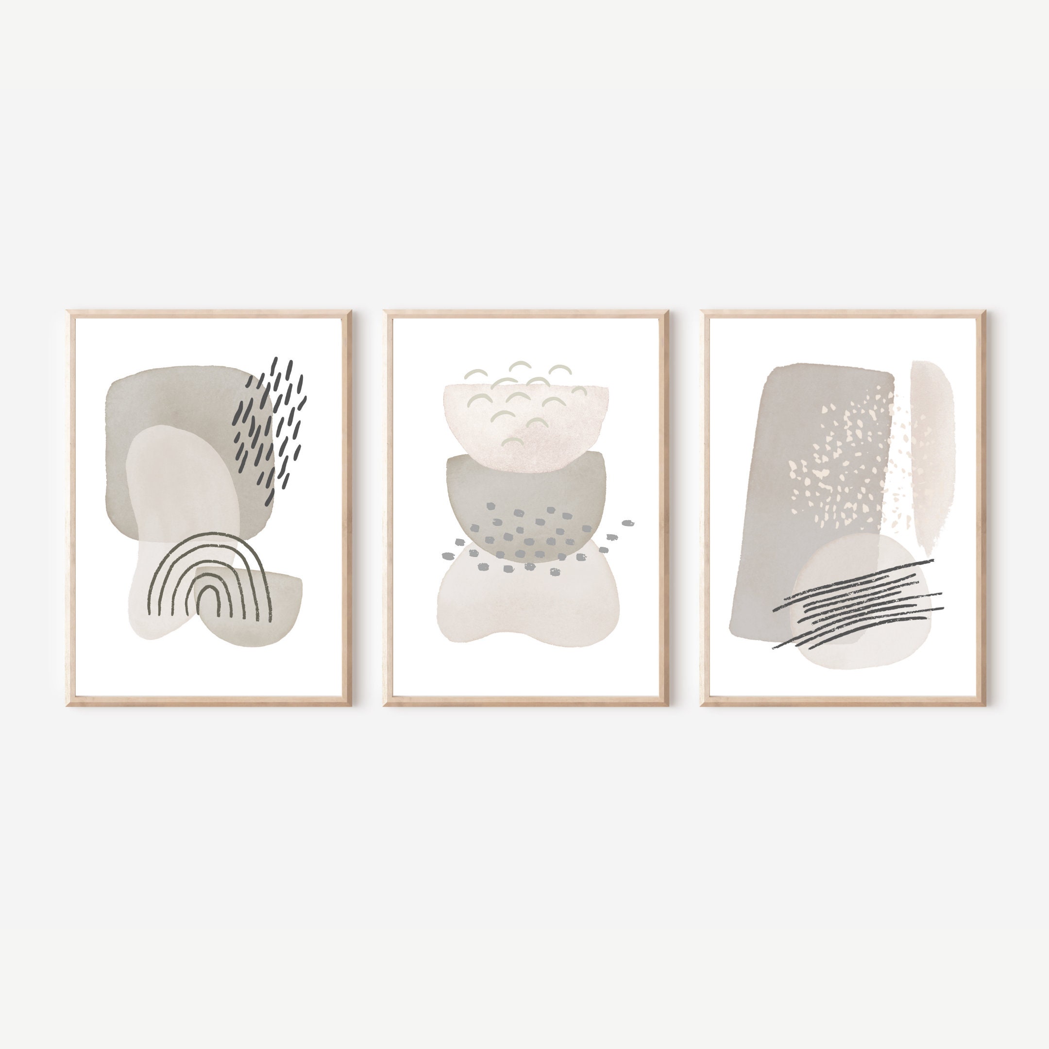 Contemporary Print 3 Piece Wall Art Abstract Artwork Set Of 3 | Etsy