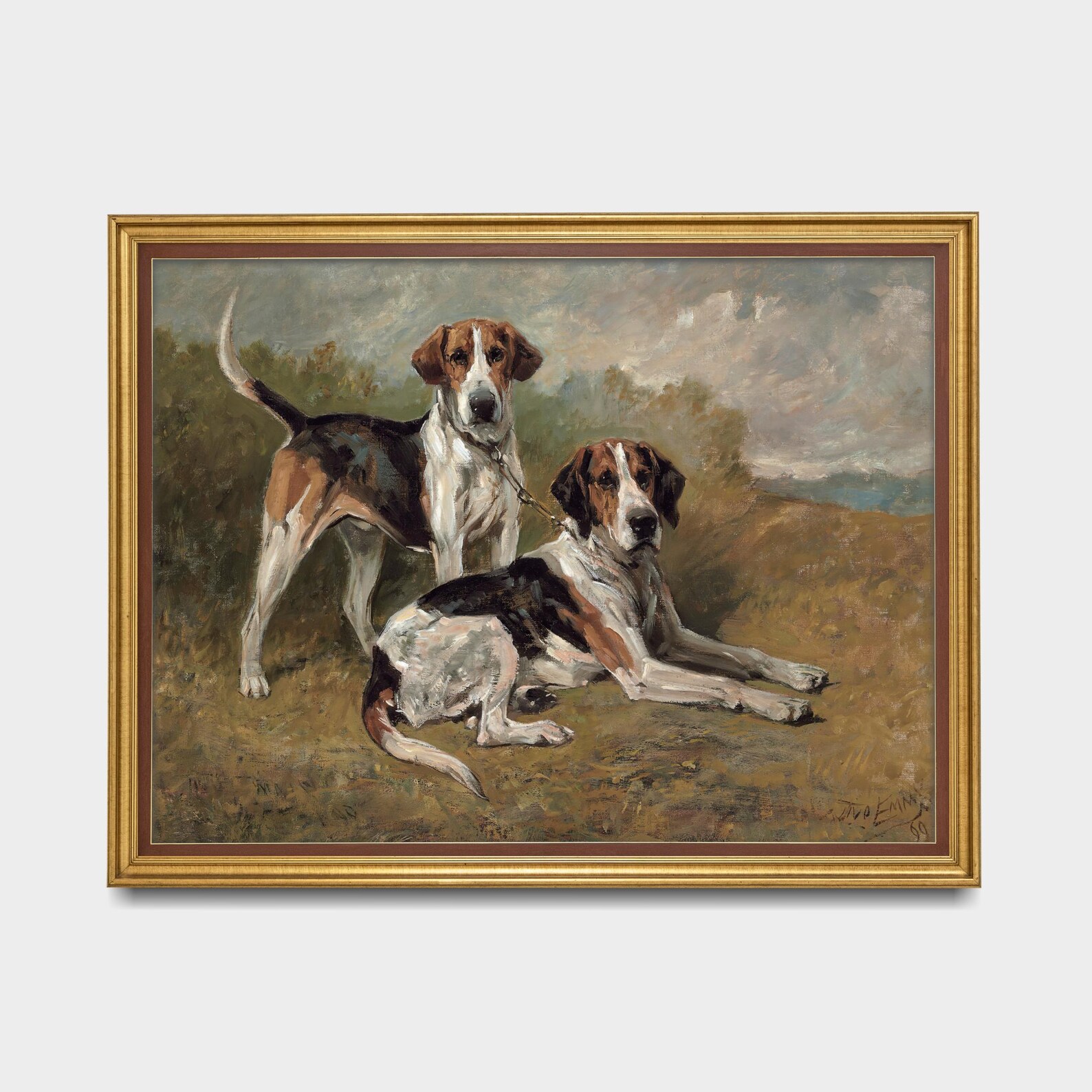 Vintage Hound Dog Painting: Antique Farmhouse Animal Print - Etsy