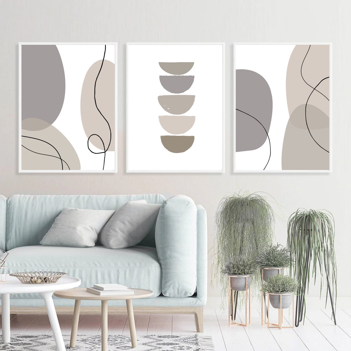 3 Piece Wall Art Grey Abstract Print Set of 3 Boho Print - Etsy