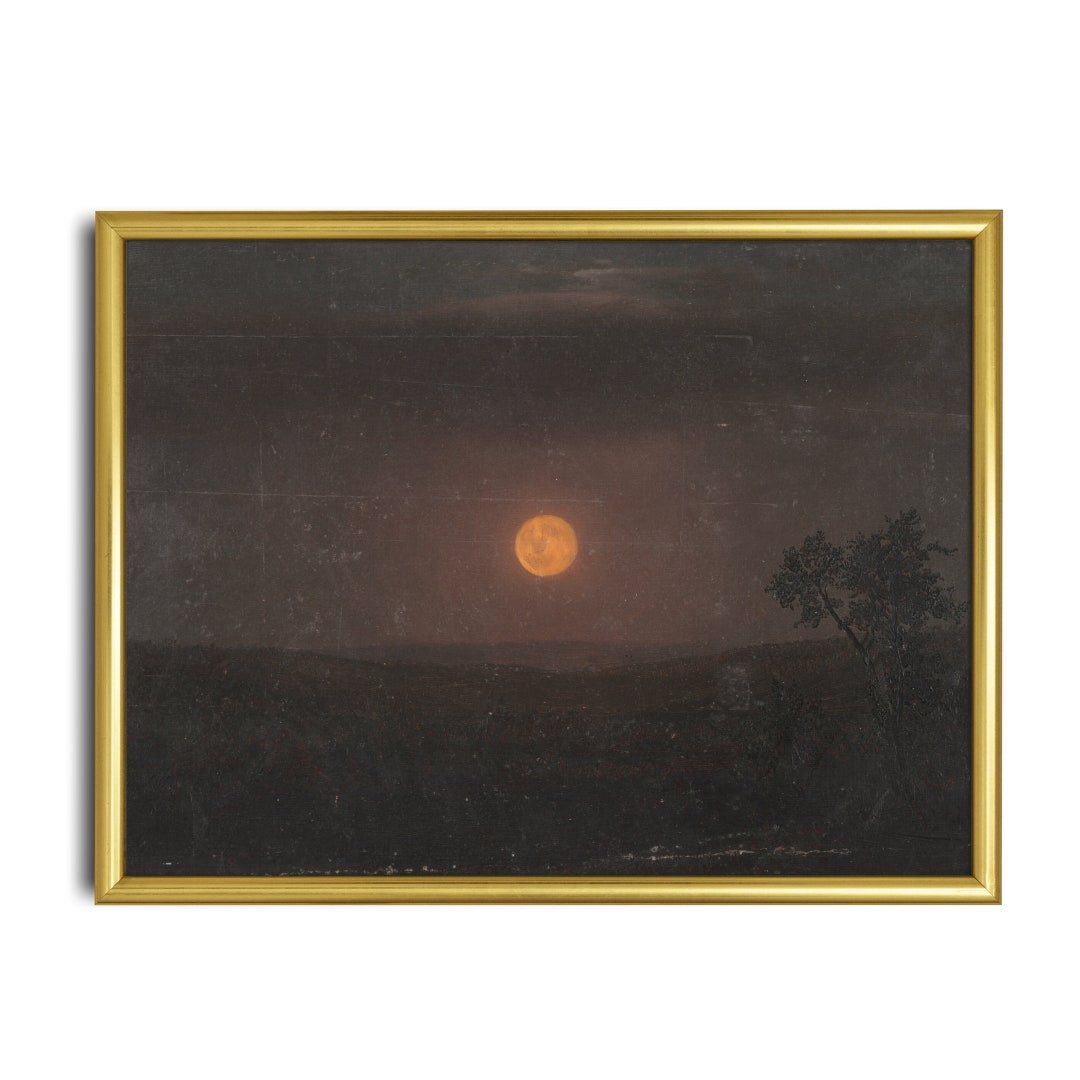 Print and Ship | Vintage Moonlight Painting | Antique Landscape Print ...