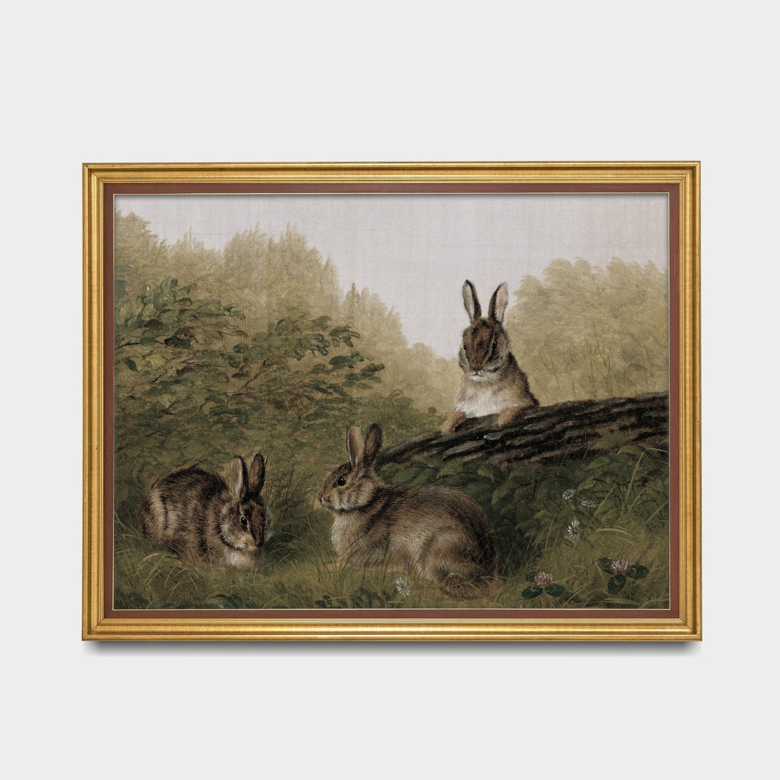 Vintage Rabbit Painting Antique Animal Print Digital | Etsy