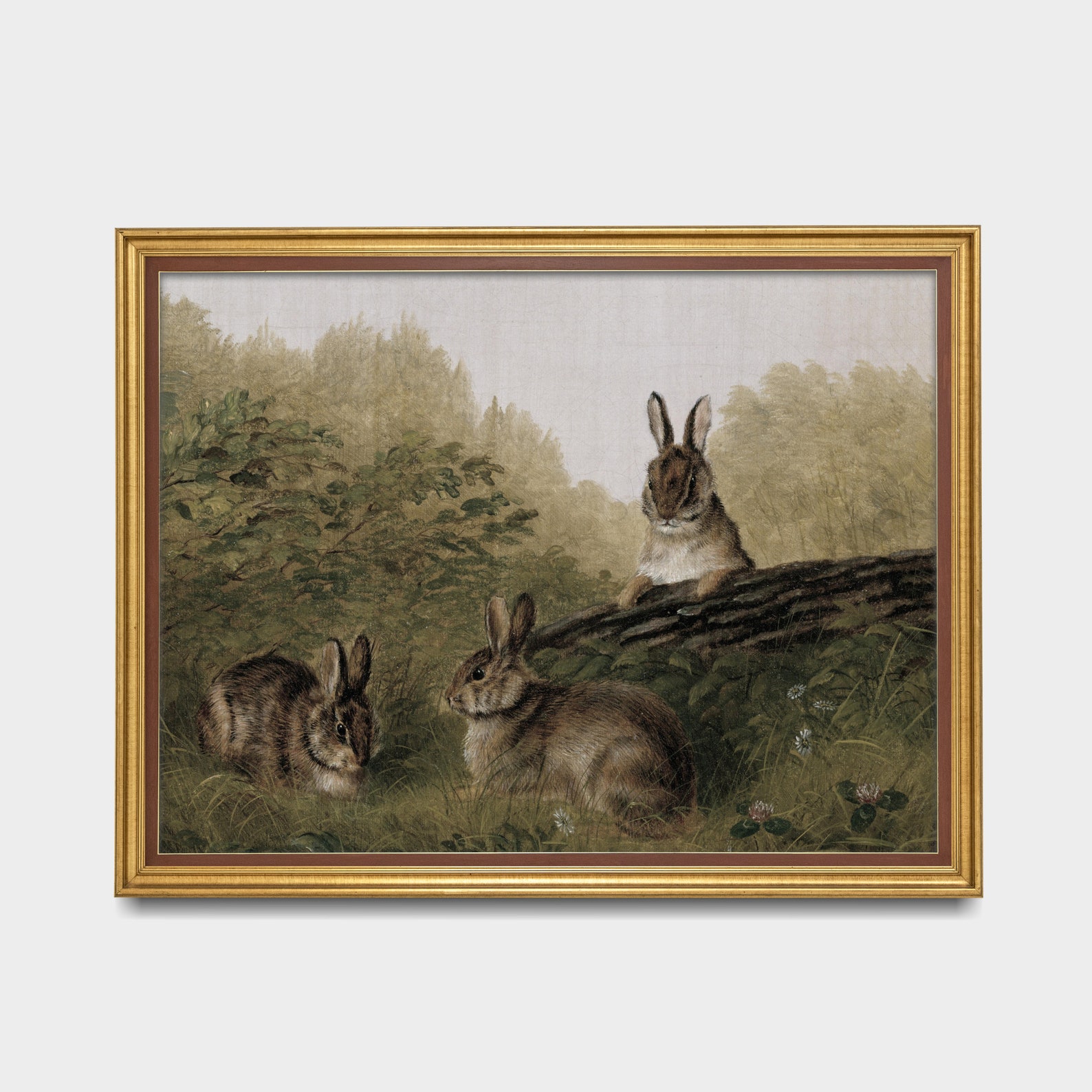 Vintage Rabbit Painting Antique Animal Print Digital | Etsy