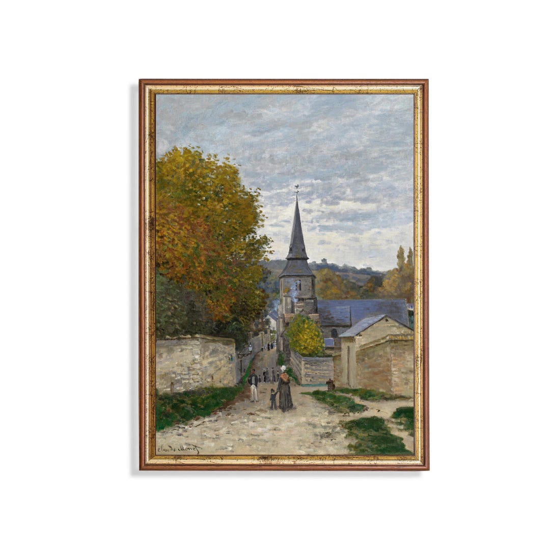 Claude Monet Village Church Street Art Print Digital Download – French ...