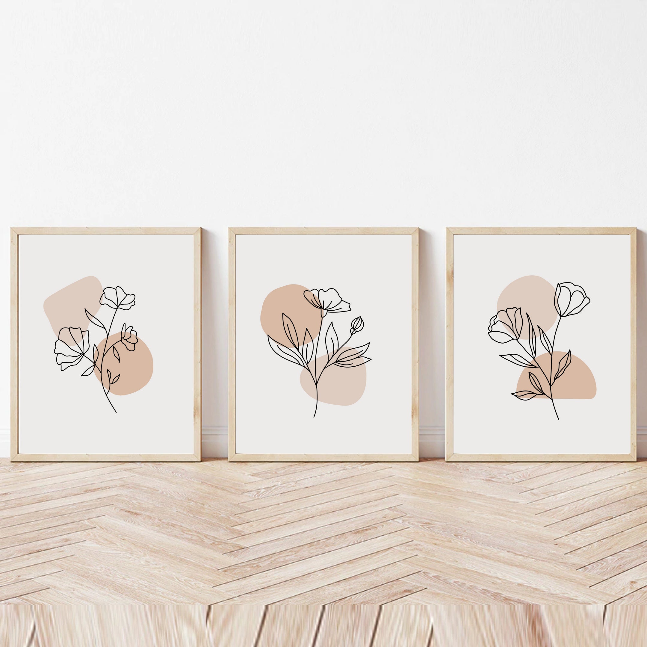 Set of 3 Boho Prints Floral Line Art One Line Art Drawing - Etsy