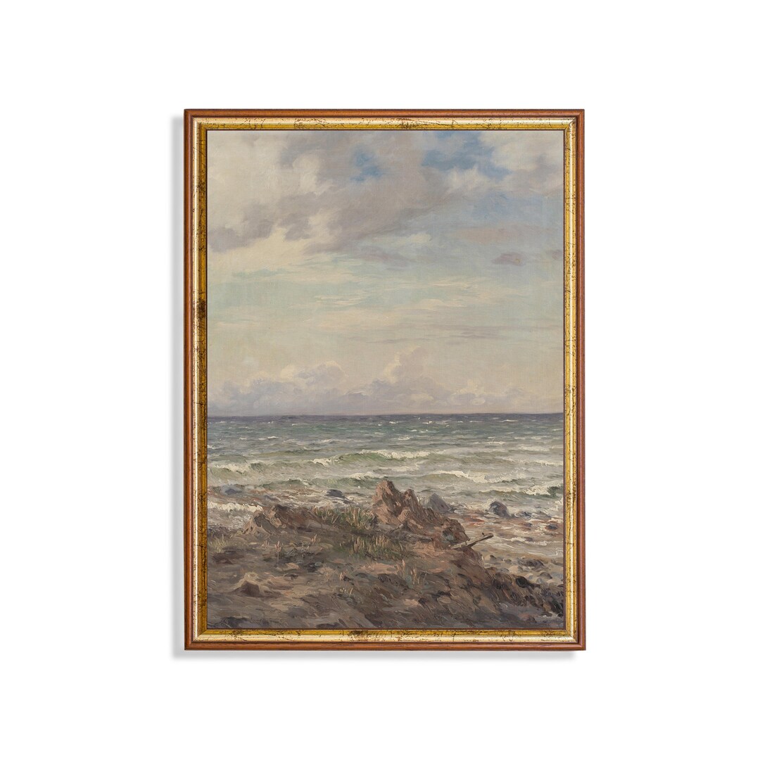 Print and Ship | Vintage Seascape Painting | Antique Ocean Waves Print ...