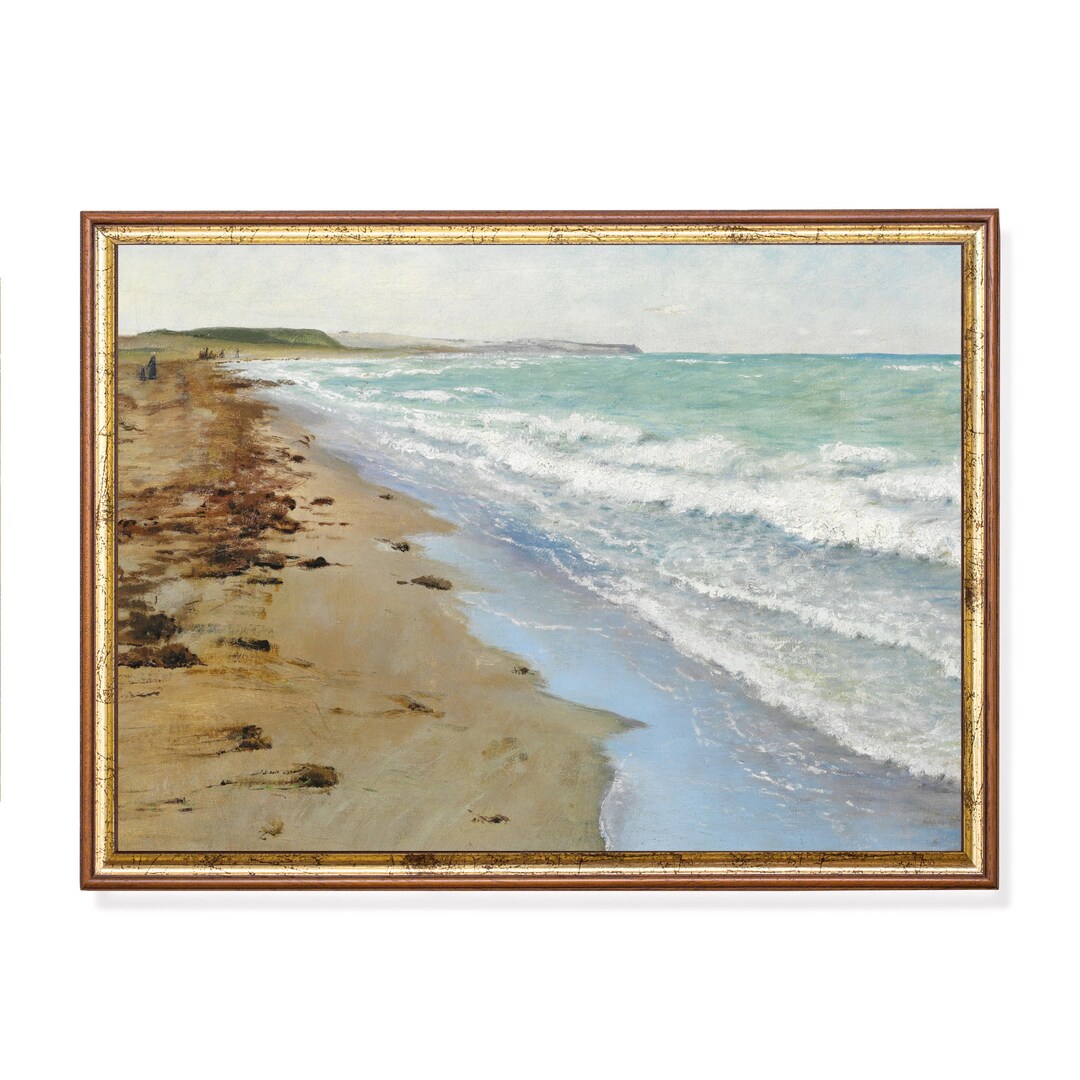 Mailed Print | Vintage Seascape Painting | Antique Ocean Beach Print ...