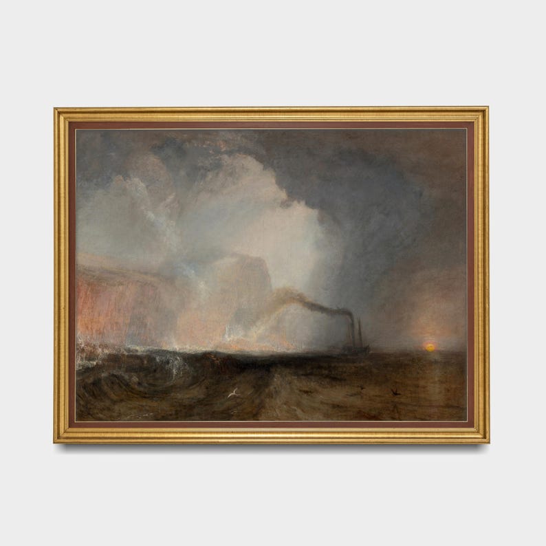 Turner Storm at Sea Digital Download – Dramatic Ship & Sunset Painting ...
