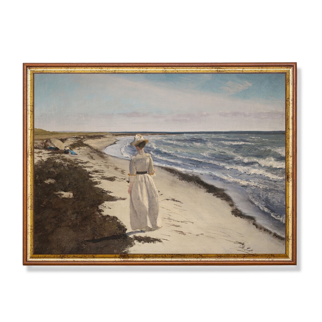 Print and Ship | Vintage Seascape Painting | Antique Ocean Beach Print ...