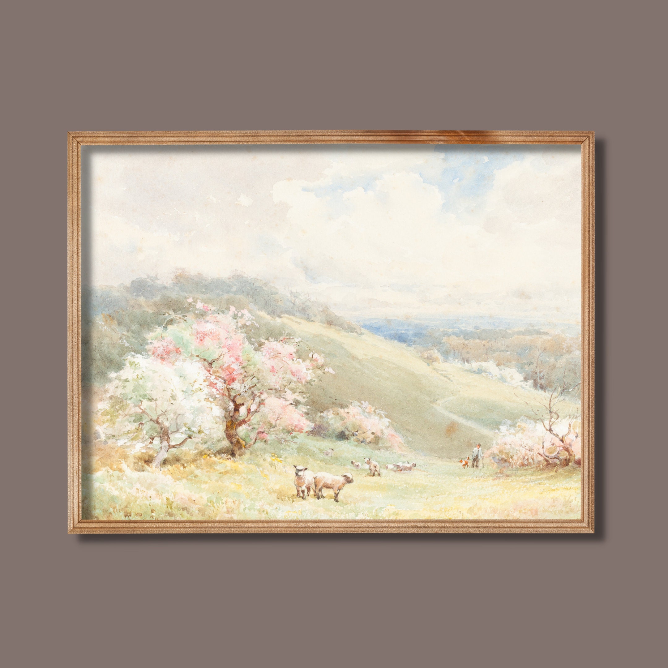 Vintage Landscape Wall Art Antique Painting Farmhouse Decor | Etsy