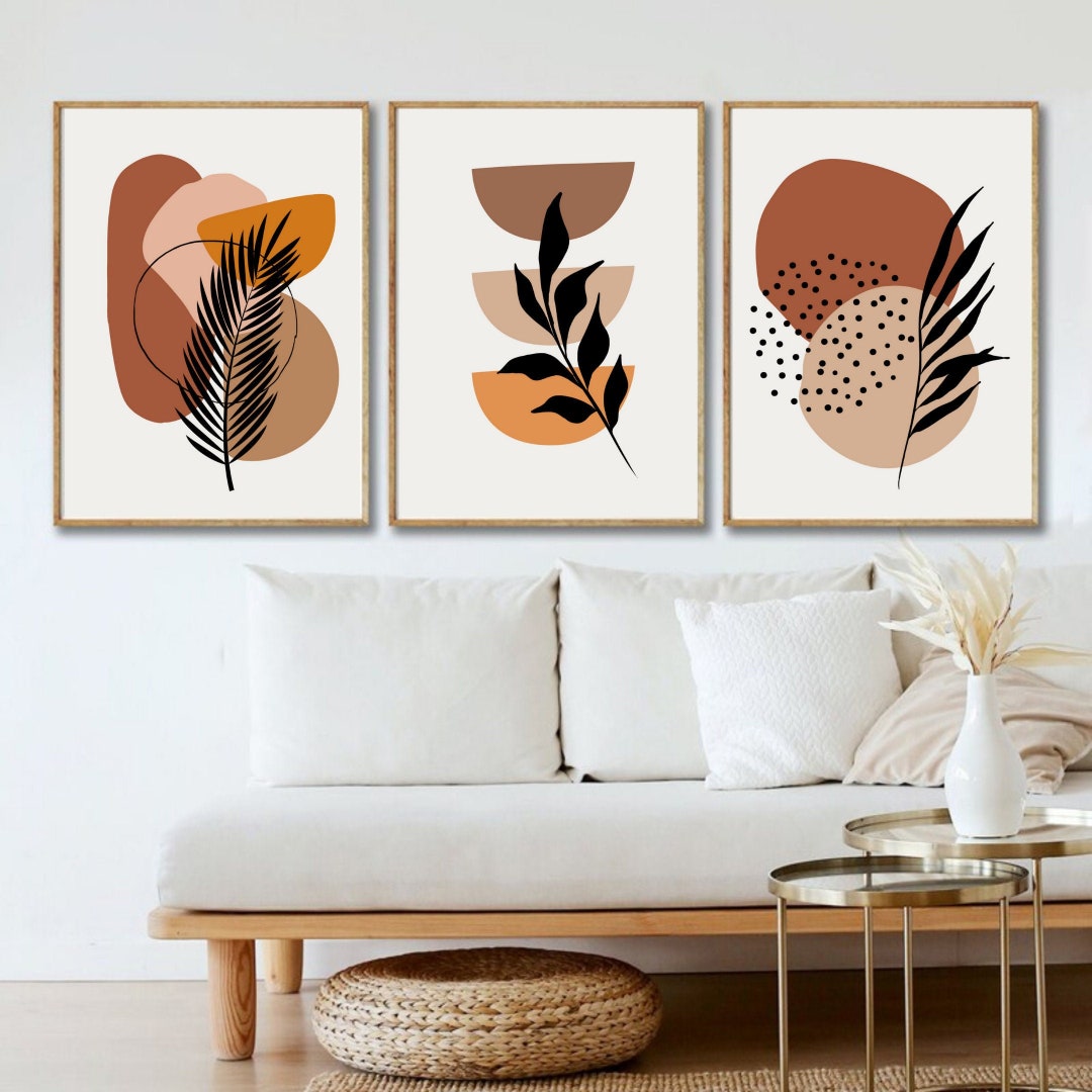 Set of 3 Boho Prints Mid Century Modern Boho Art Set 3 Piece Wall Art ...
