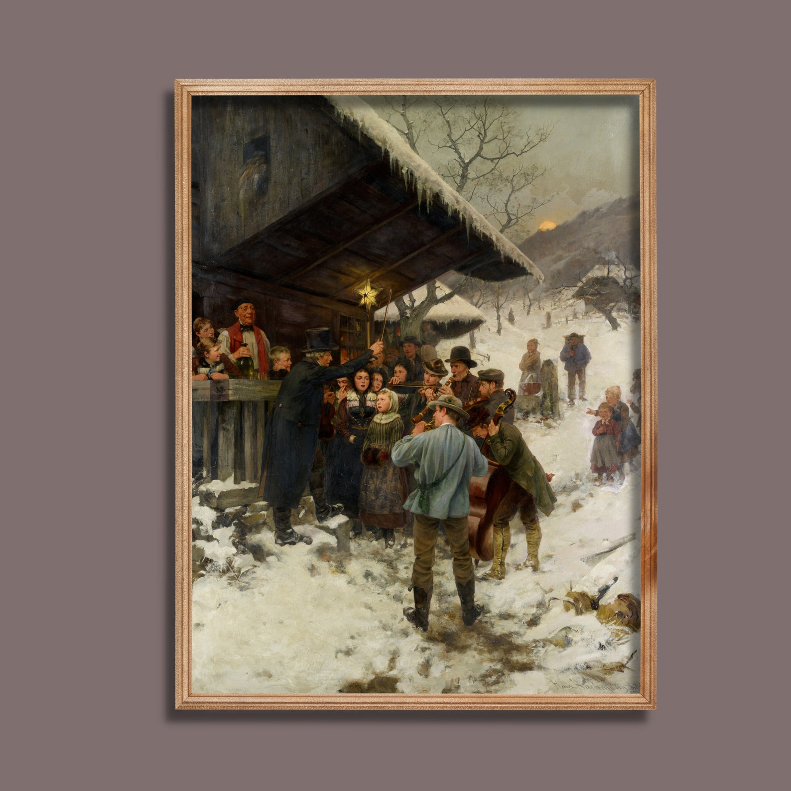 Christmas Carol Painting Vintage Wall Art Winter Decor Antique - Etsy