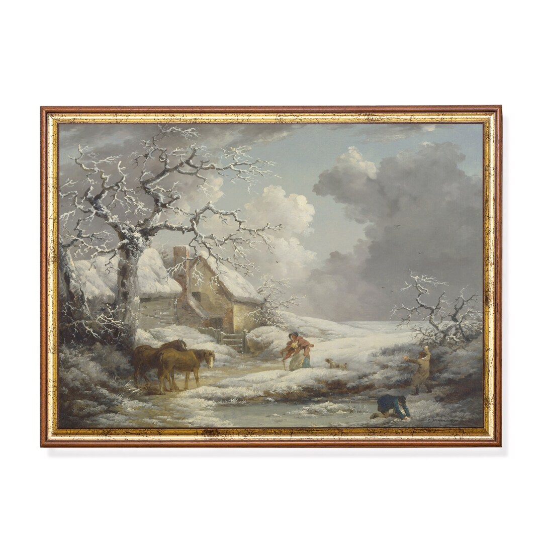 Printed and Shipped | Vintage Winter Landscape Print | Antique Snow ...