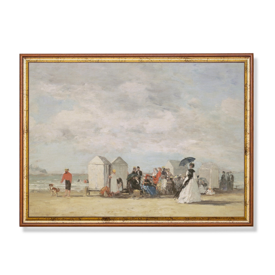 Vintage Beach Scenes in Summer | Antique Coastal Painting | Seascape ...