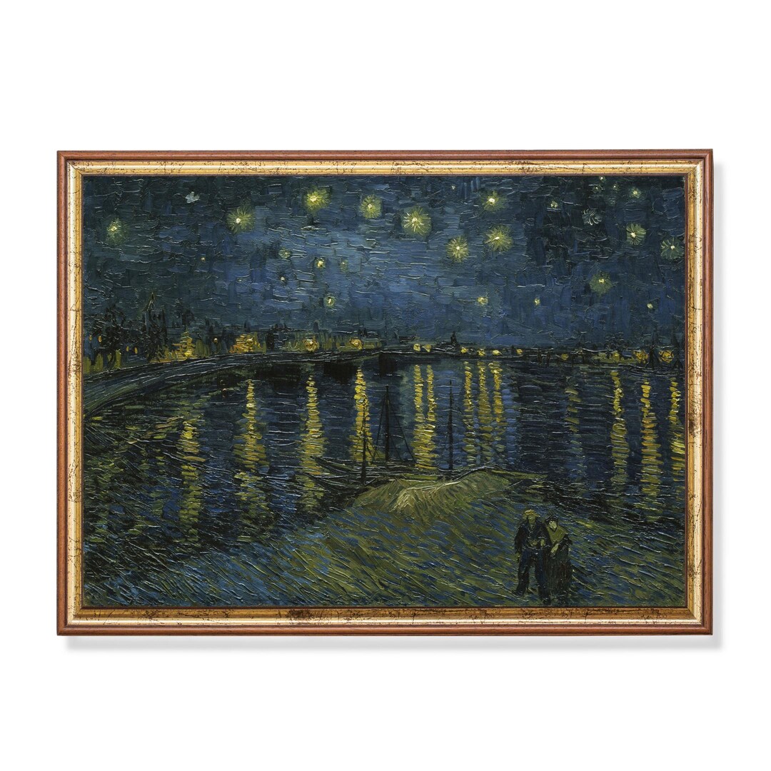 Vintage Starry Night River Print – Van Gogh’s Rhône Nocturne, Romantic ...