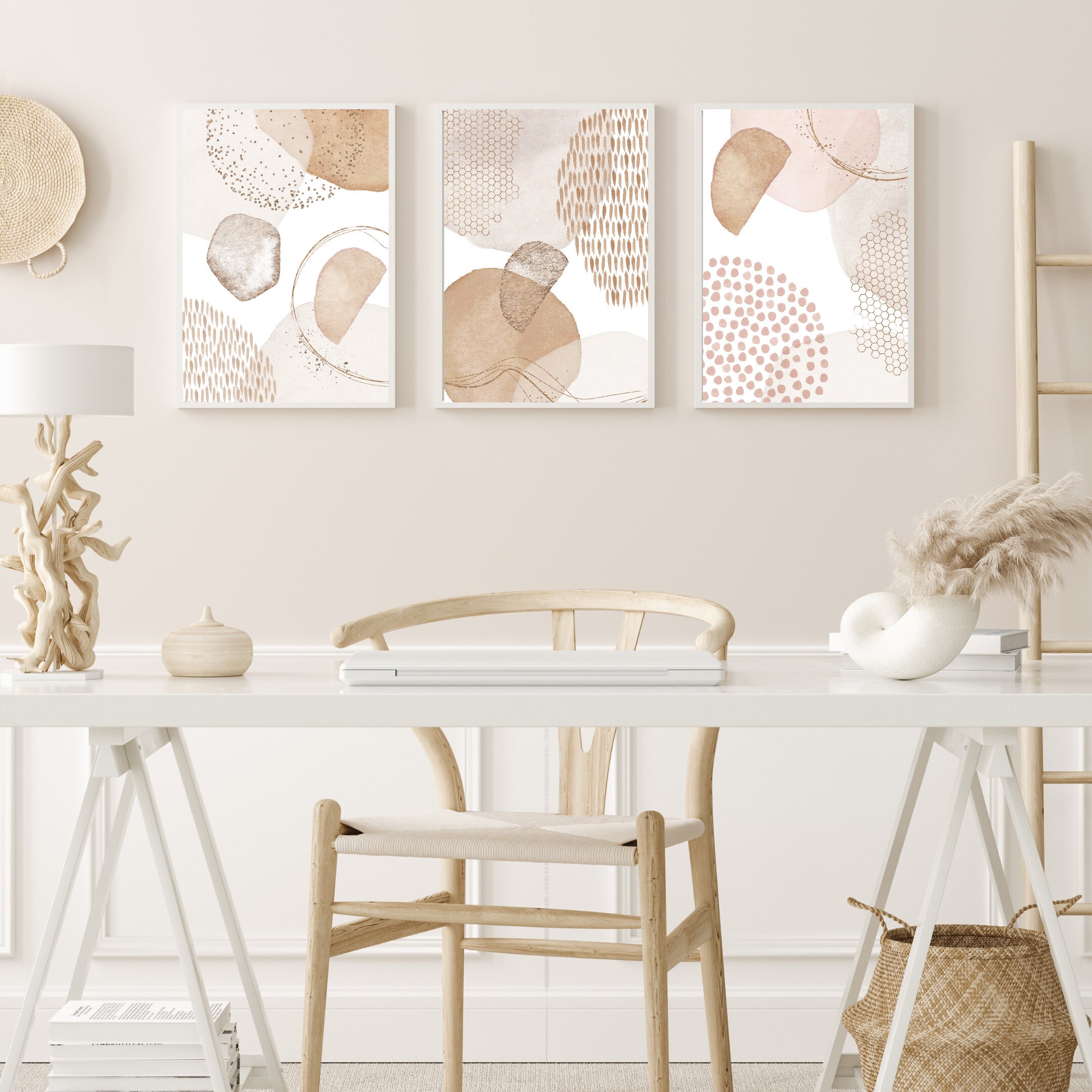 Neutral Prints Set of 3 Abstract Art Printable Poster Boho | Etsy