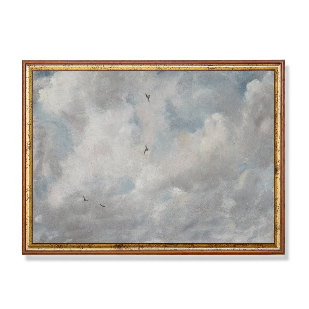 Printed and Shipped | Vintage Cloud Study | Sky Painting | Antique ...