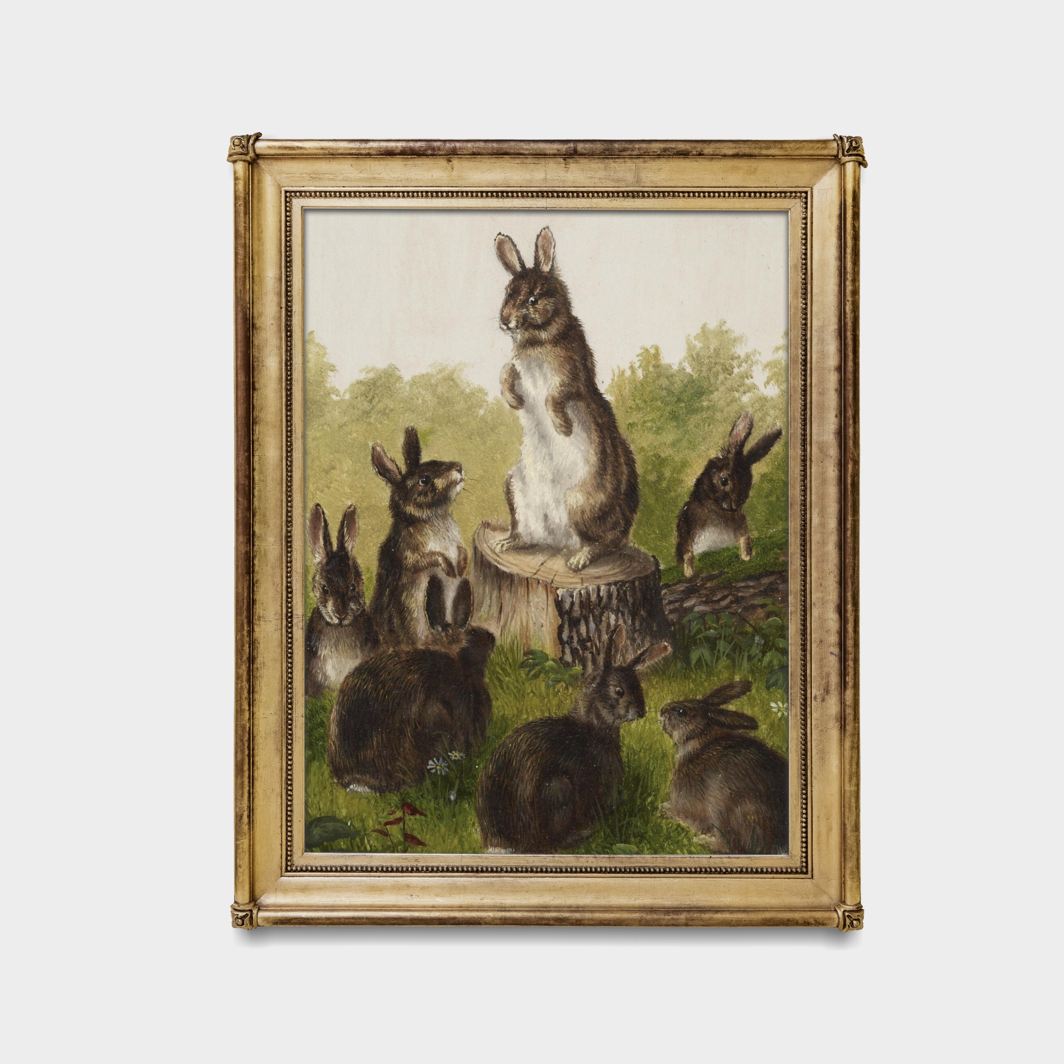 Vintage Rabbit Painting Antique Bunnies Print Animal Art - Etsy