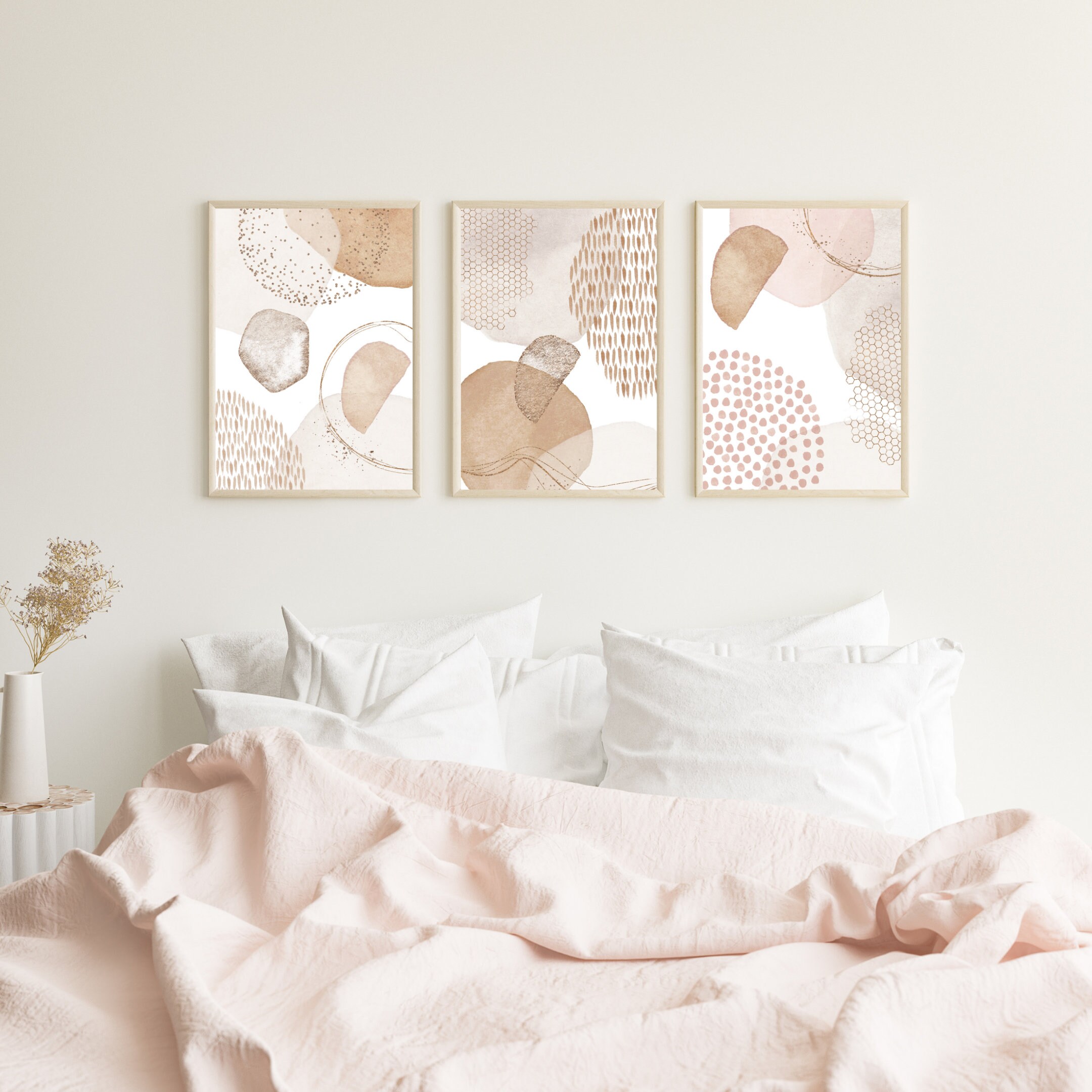 Neutral Prints Set of 3 Abstract Art Printable Poster Boho | Etsy