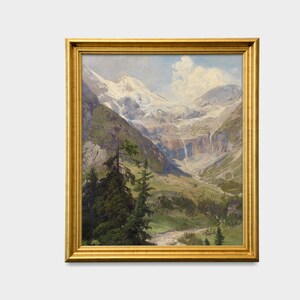 Vintage Mountain Painting | Antique Landscape Print | Digital Download ...