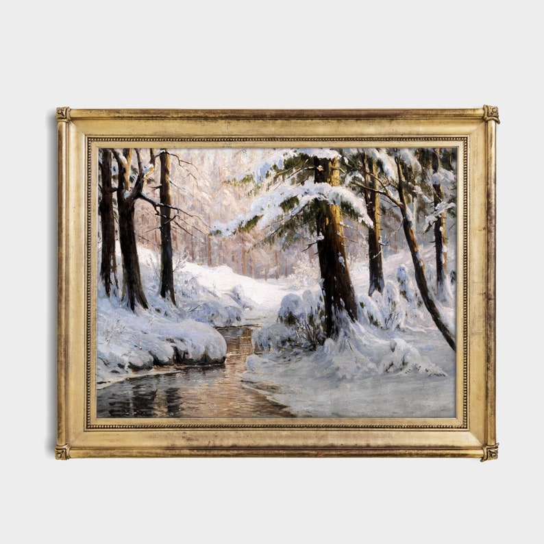 Vintage Winter Landscape Painting Antique Snowy Landscape - Etsy