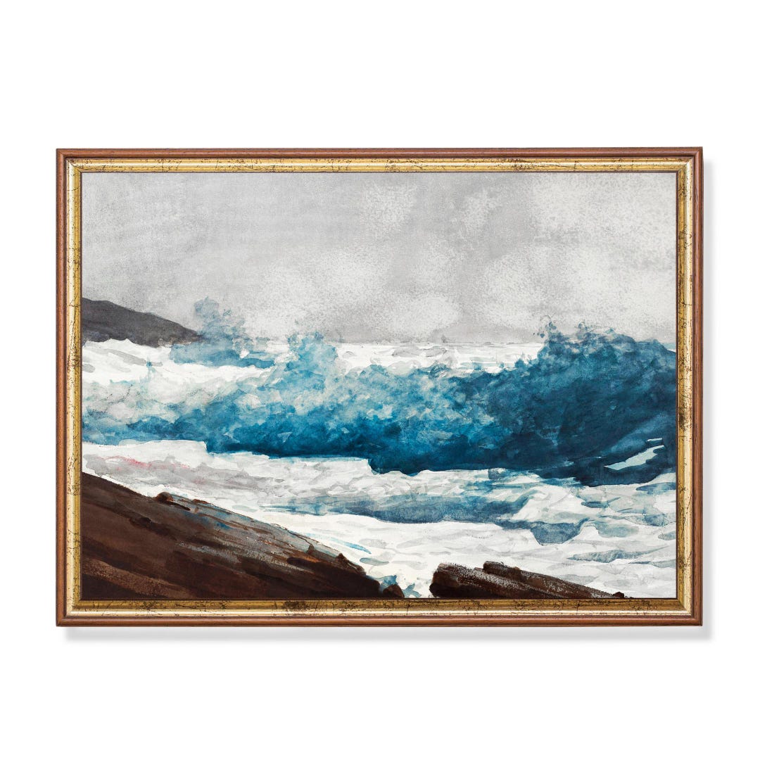 Winslow Homer Wave Watercolor Print – Vintage Ocean Painting, Coastal ...