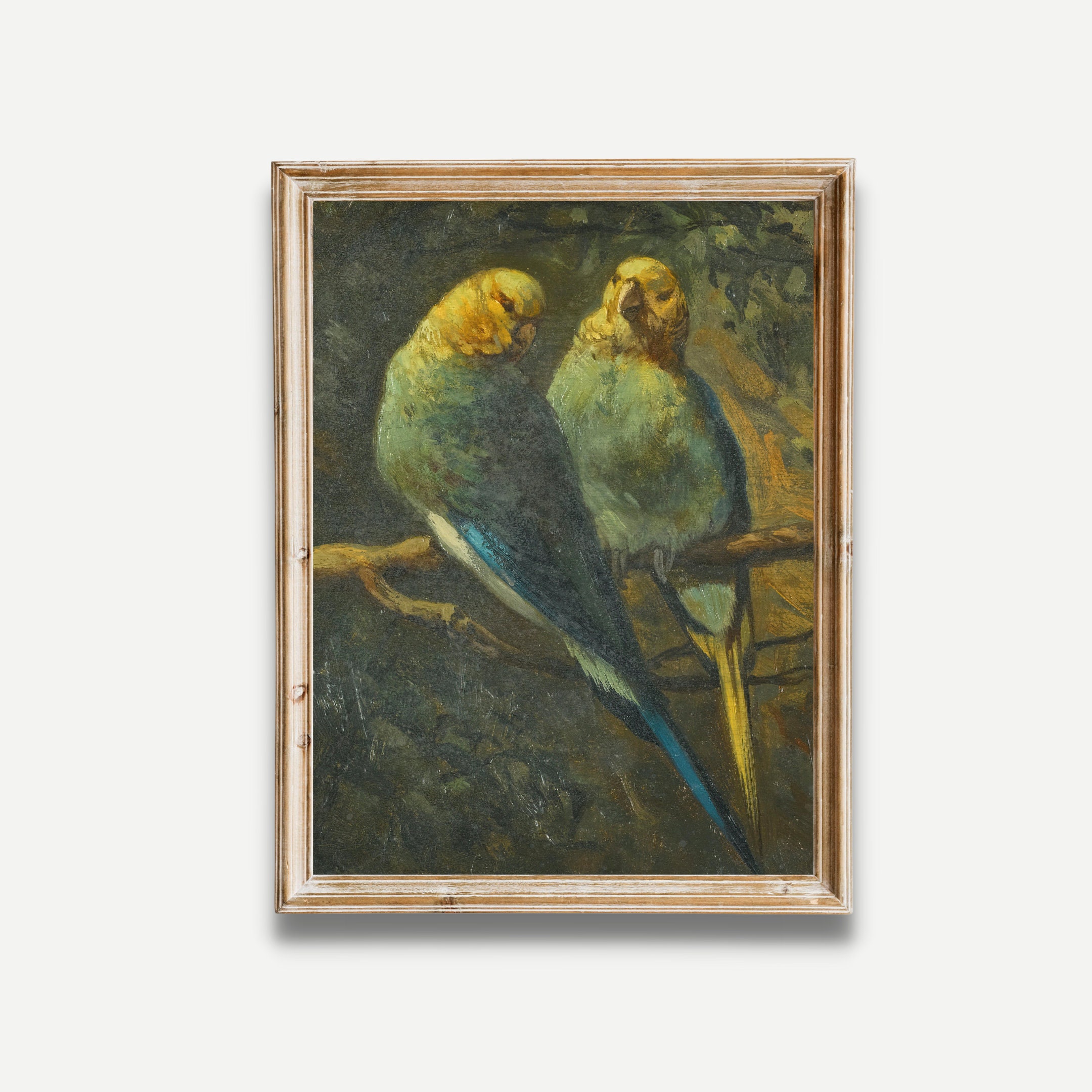 Vintage Birds Painting Antique Parrot Print Moody Rustic - Etsy