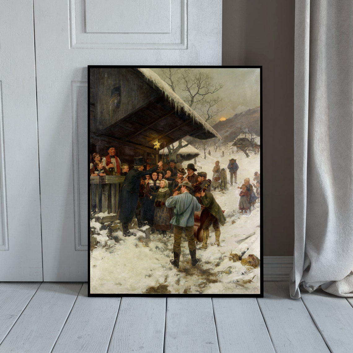 Christmas Carol Painting Vintage Wall Art Winter Decor Antique - Etsy