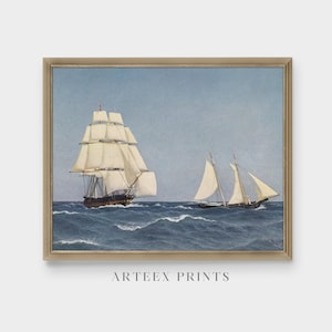 Printed and Shipped | Vintage Sailing Ship Painting | Antique Seascape ...